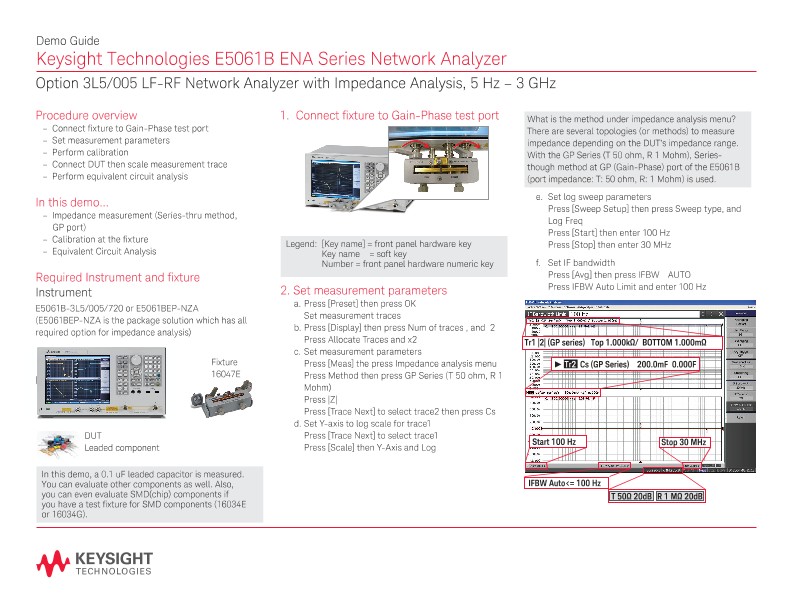 E5061B ENA Series Network Analyzer PDF Asset Page | Keysight